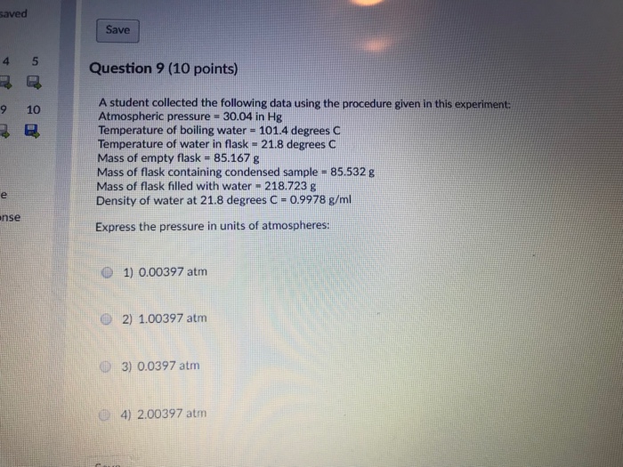 Solved aved Save Question 9 (10 points) A student collected | Chegg.com Solved aved Save Question 9 (10 points) A student collected | Chegg.com