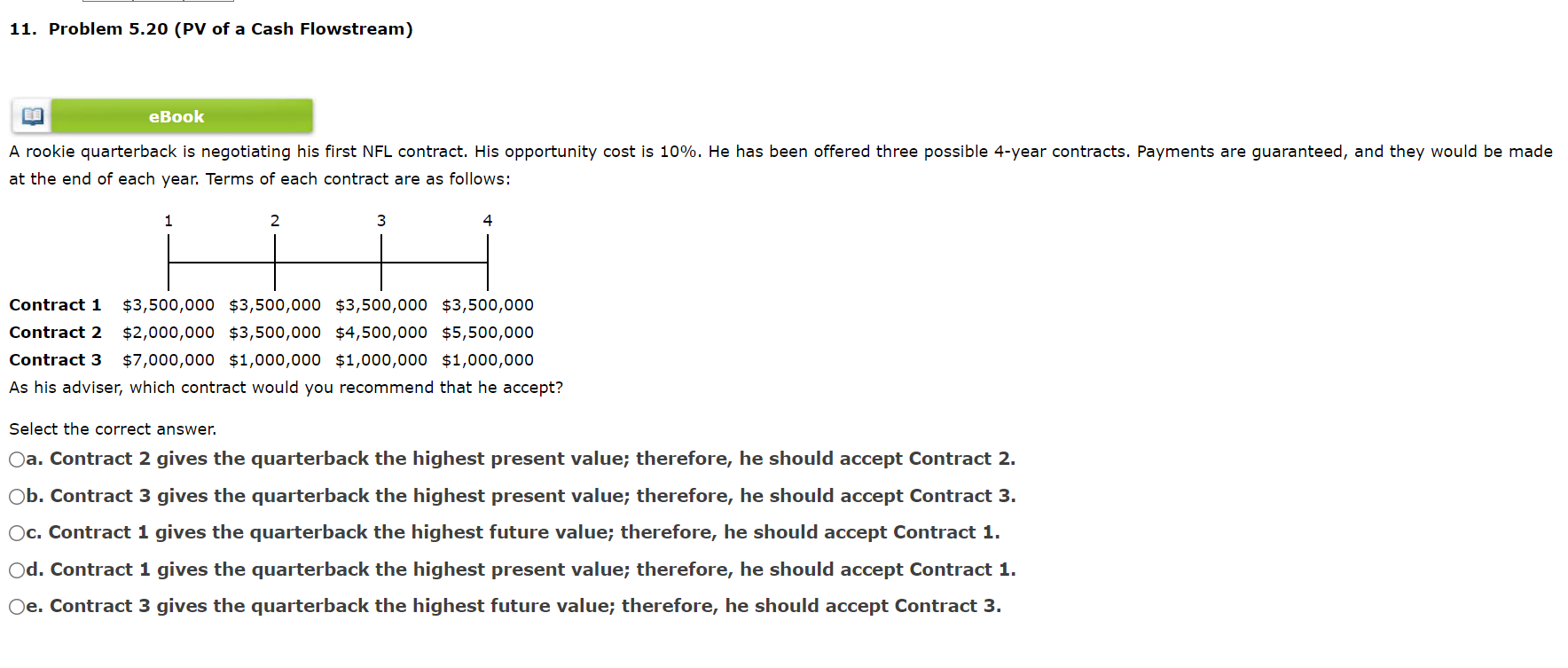 Solved 11. Problem 5.20 (PV of a Cash Flowstream) eBook A | Chegg.com