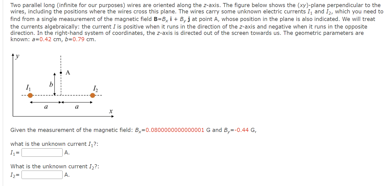 Solved Two parallel long (infinite for our purposes) wires | Chegg.com