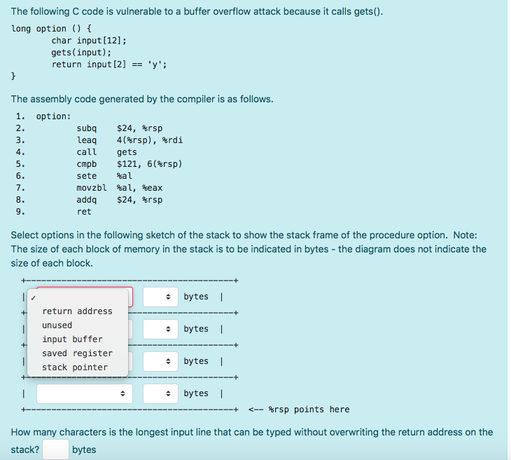 The following code is vulnerable to a buffer overflow | Chegg.com