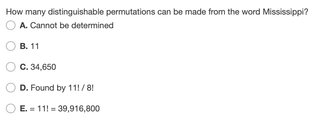 Solved How many distinguishable permutations can be made | Chegg.com