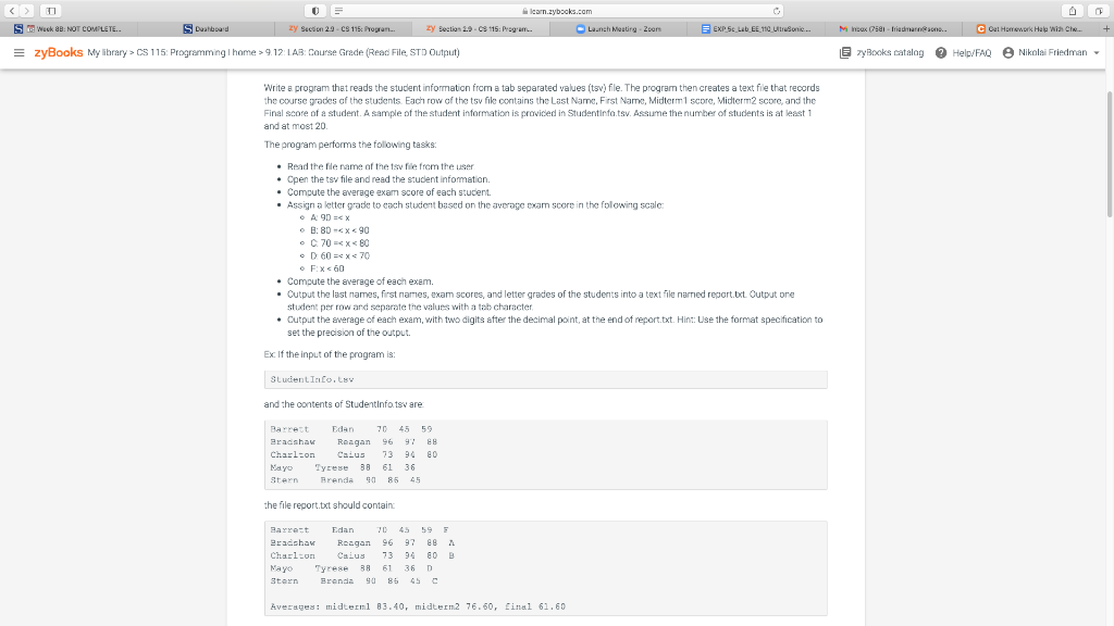 Solved learn.zybooks.com 0 = 2 Section 20-CS 115 Progren... | Chegg.com