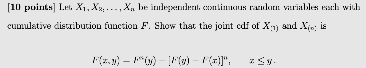 Solved [10 ﻿points] ﻿Let x1,x2,dots,xn ﻿be independent | Chegg.com