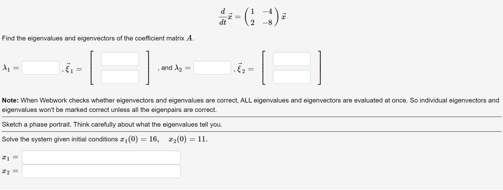 Solved dtdx=(12−4−8)x Find the eigenvalues and eigenvectors | Chegg.com