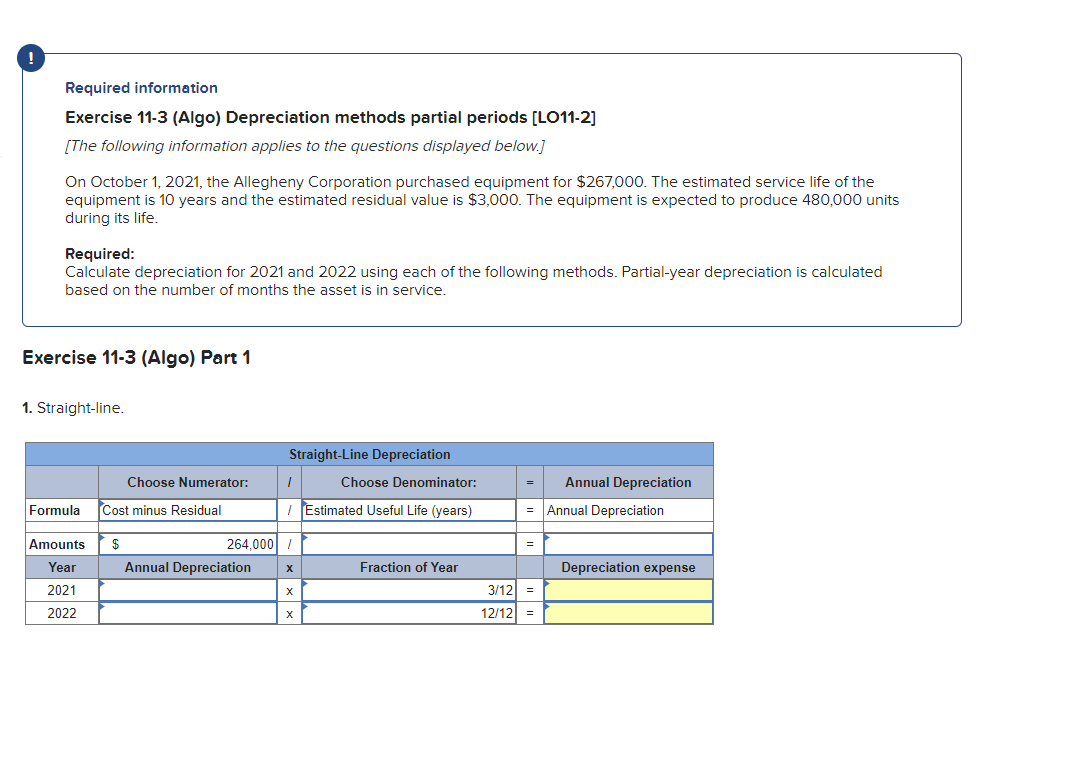 Solved Required information Exercise 11-3 (Algo) | Chegg.com