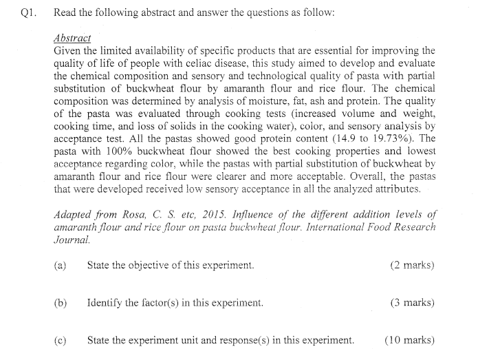 Solved Q1. Read the following abstract and answer the | Chegg.com