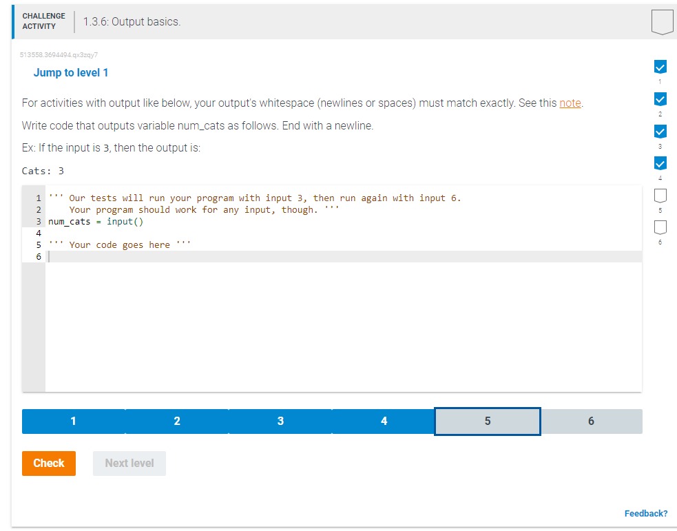 Solved For activities with output like below, your output's | Chegg.com