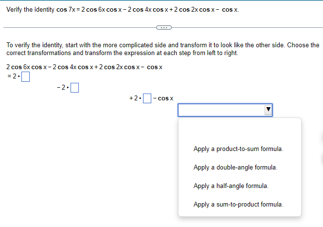 Solved To verify the identity, start with the more | Chegg.com