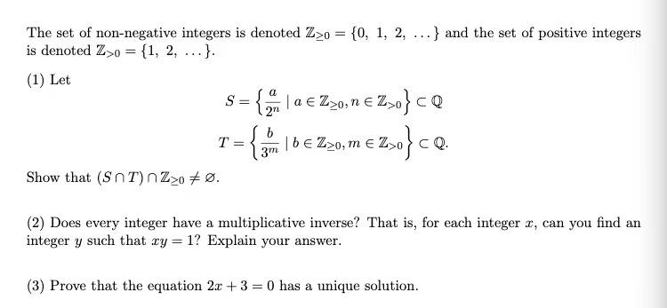 Solved The Set Of Non Negative Integers Is Denoted Z20 {0