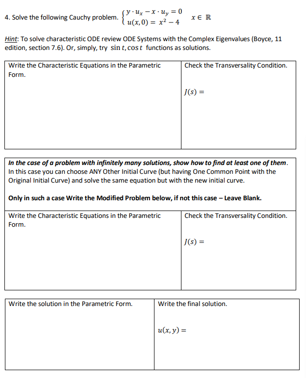 Solved 4. Solve the following Cauchy problem. | Chegg.com