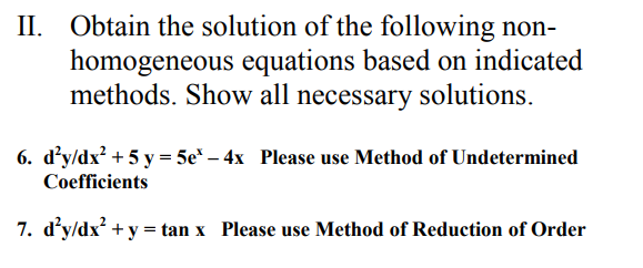 Solved II. Obtain the solution of the following non- | Chegg.com