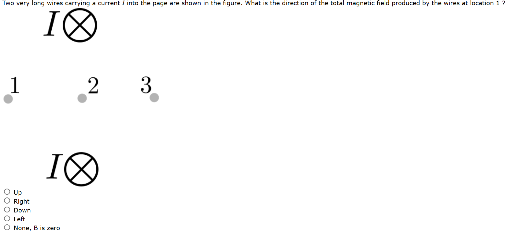 Solved Two very long wires carrying a current I into the | Chegg.com