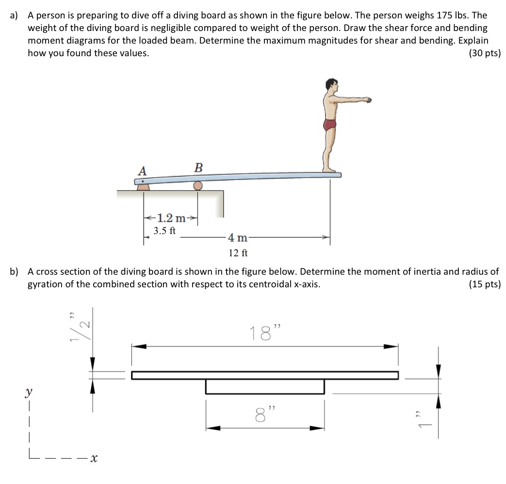 Solved a) ﻿A person is preparing to dive off a diving board | Chegg.com