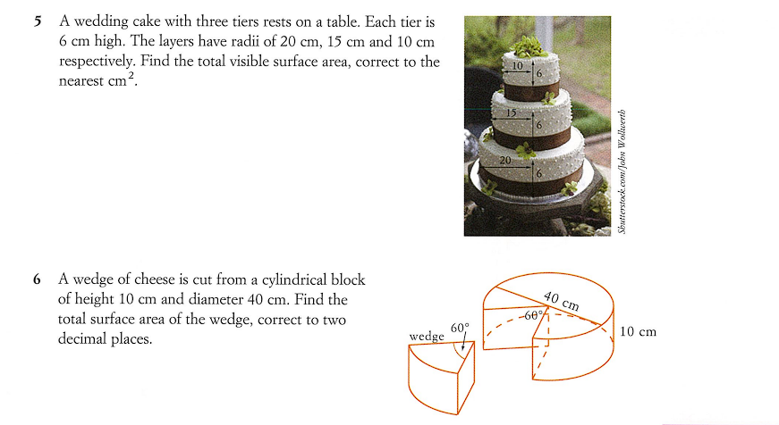 Solved 5 A wedding cake with three tiers rests on a table. | Chegg.com