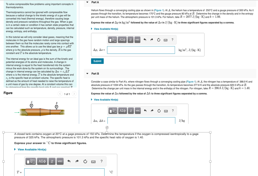 Part A To solve compressible flow problems using | Chegg.com