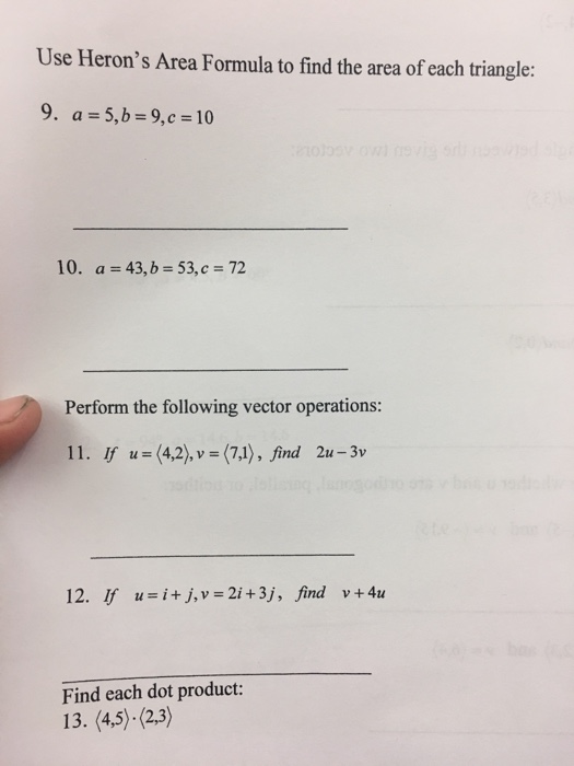 Solved Use Heron's Area Formula to find the area of each | Chegg.com