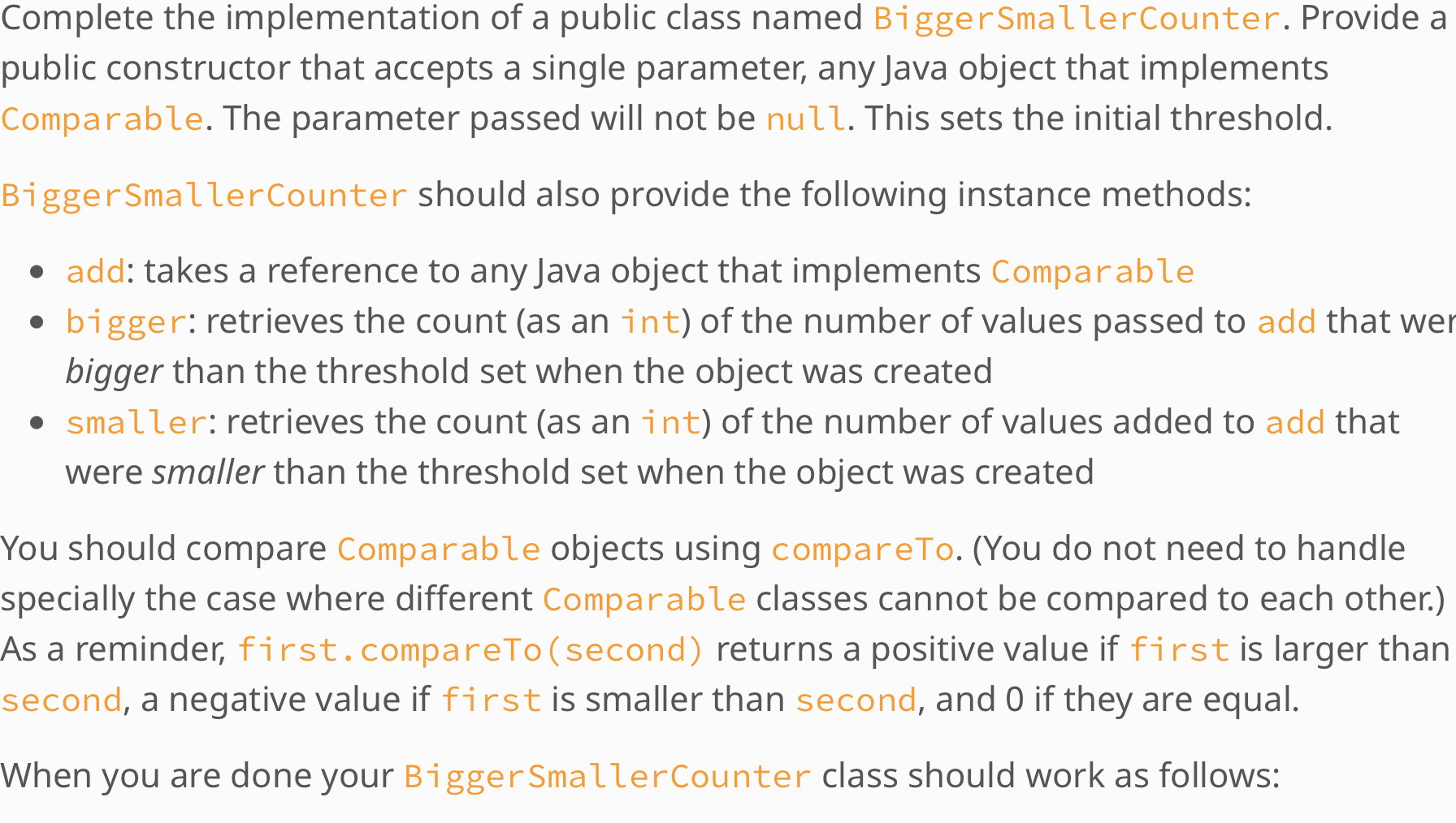 Solved Complete the implementation of a public class named | Chegg.com