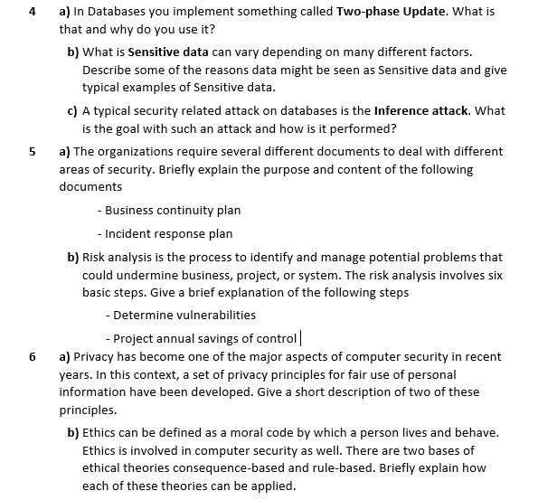 Solved 5 4 a) In Databases you implement something called | Chegg.com