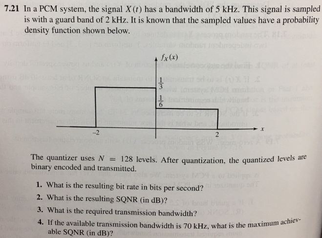 Solved 721 In A Pcm System The Signal X T Has A Bandwidth 