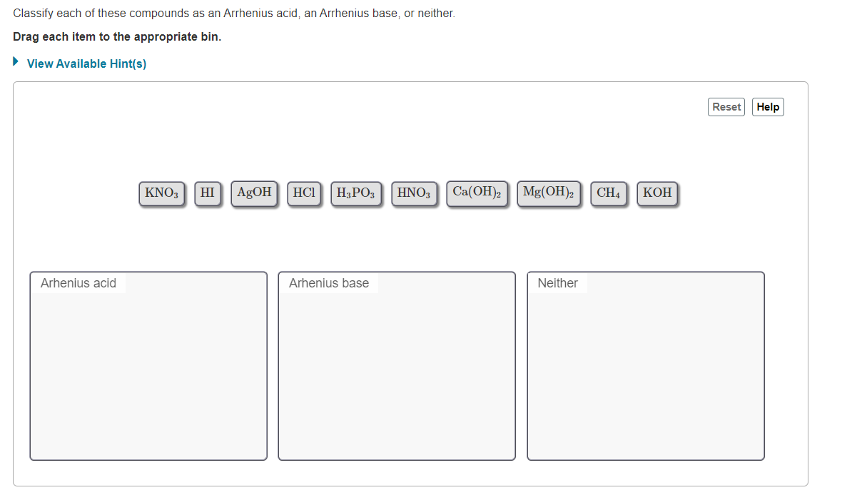 Solved Classify each of these compounds as an Arrhenius | Chegg.com