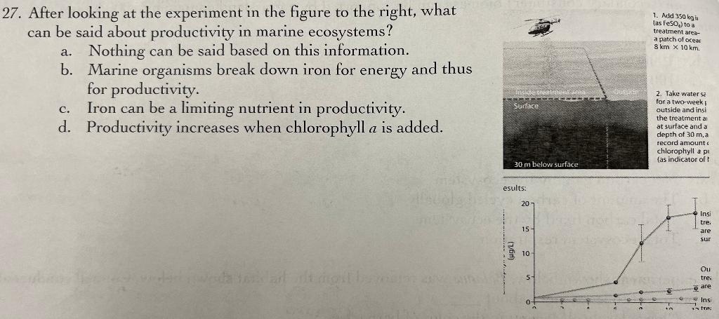 Solved 27. After looking at the experiment in the figure to | Chegg.com