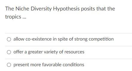 Solved The Niche Width Hypothesis posits that tropical | Chegg.com