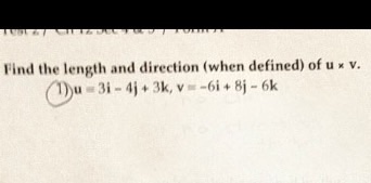 Solved Find the length and direction (when defined) of u | Chegg.com