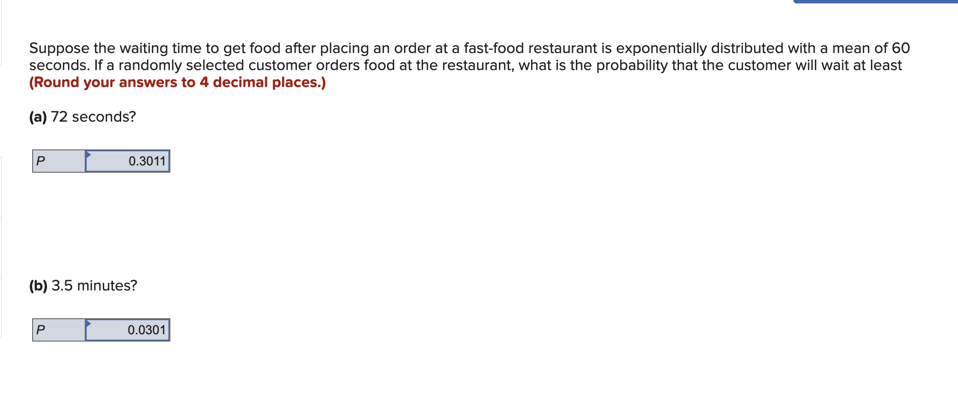 Solved Suppose the waiting time to get food after placing an | Chegg.com