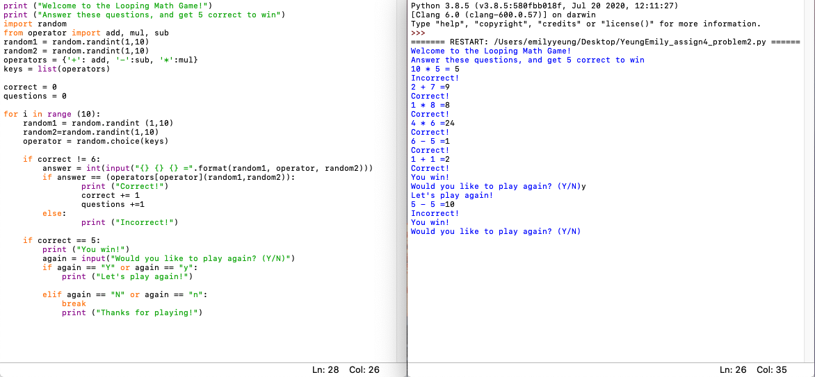 Solved LOOPING MATH GAME QUESTION I took two approaches with | Chegg.com