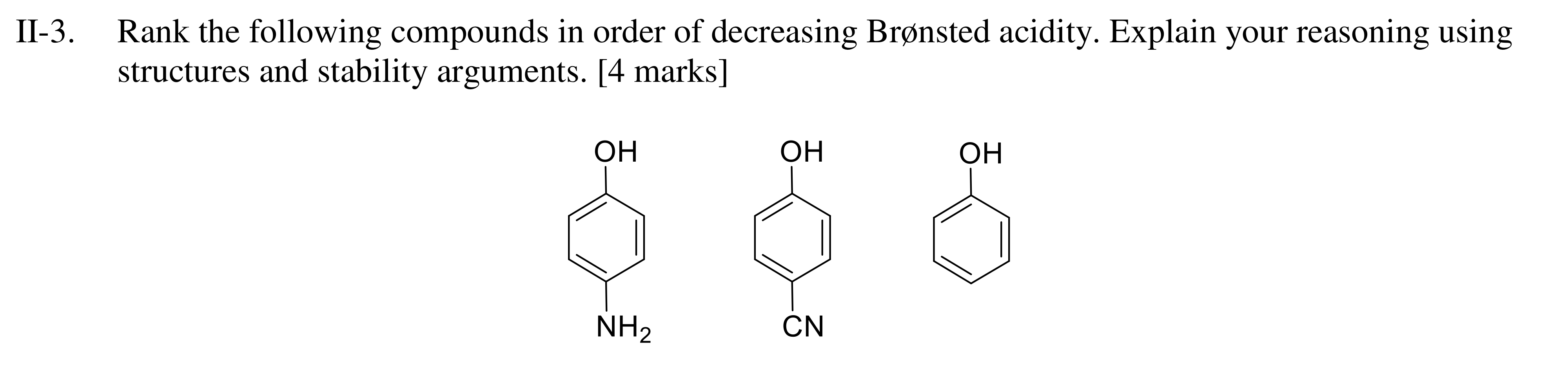Solved I 3 Rank The Following Compounds In Order Of