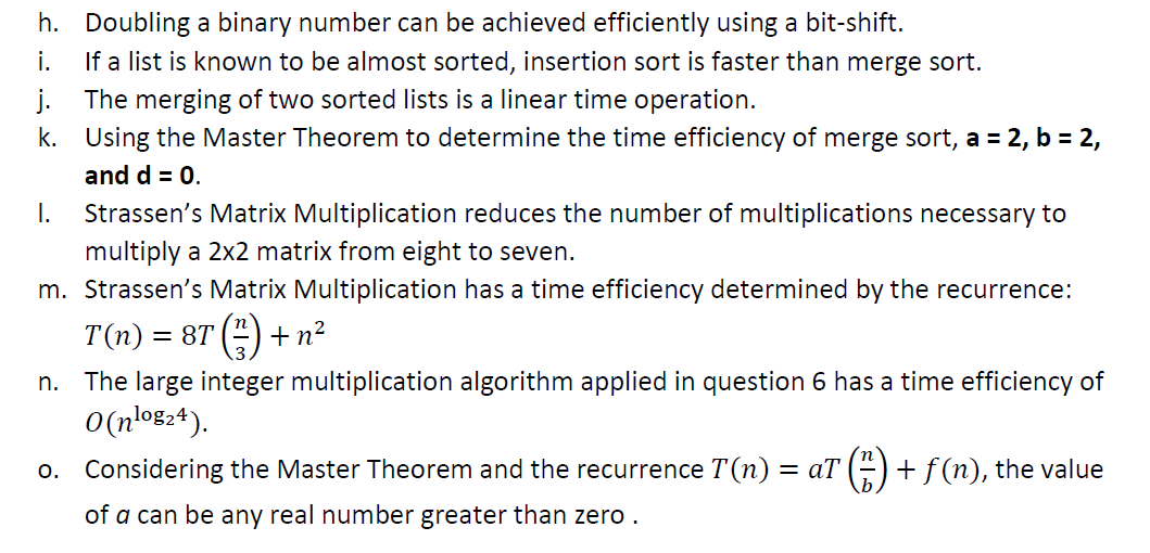 Solved i. I. h. Doubling a binary number can be achieved | Chegg.com