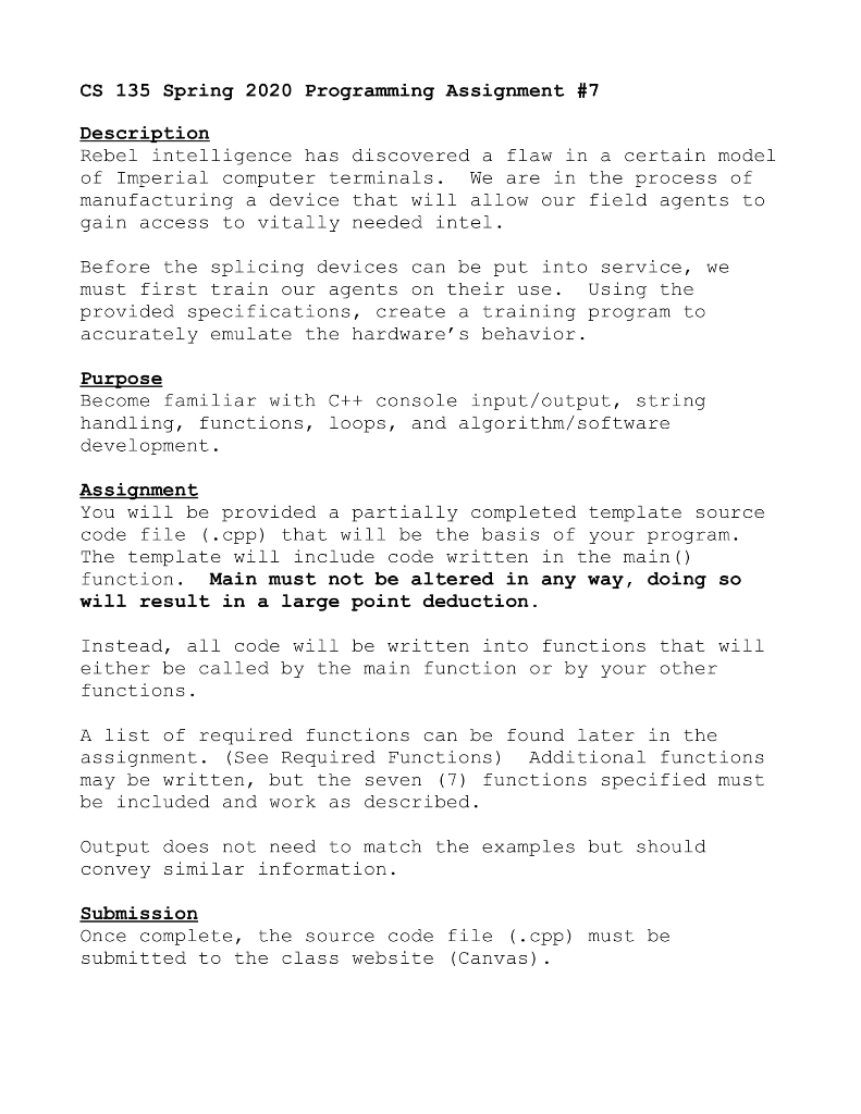 CS 135 Spring 2020 Programming Assignment #7 | Chegg.com