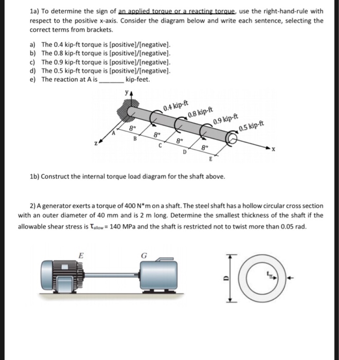 Solved 1a) To determine the sign of an applied torque or | Chegg.com