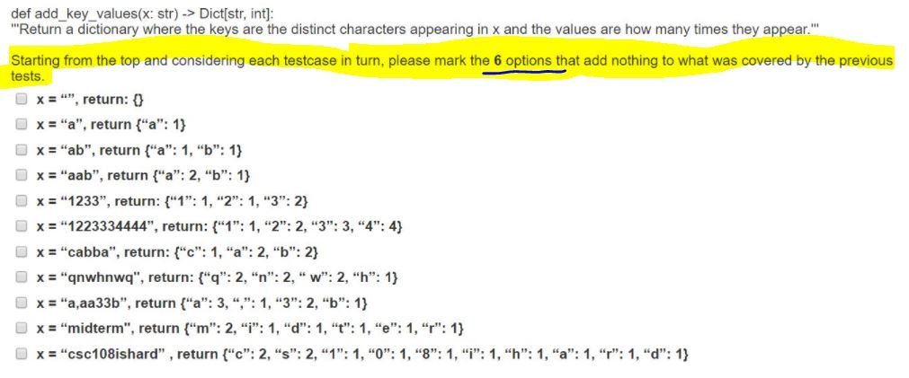def add key values(x: str) -> Dict[str, int]: "Return | Chegg.com
