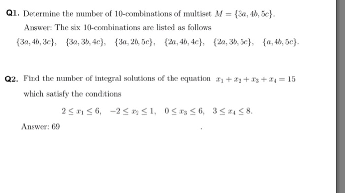 Solved Q1. Determine the number of 10-combinations of | Chegg.com