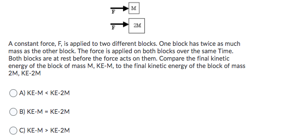 Solved A constant force, F, is applied to two different | Chegg.com