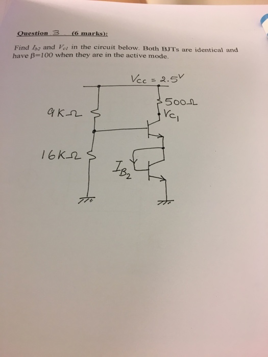 Solved Find I_b2 and V_el in the circuit below. Both BJTs | Chegg.com