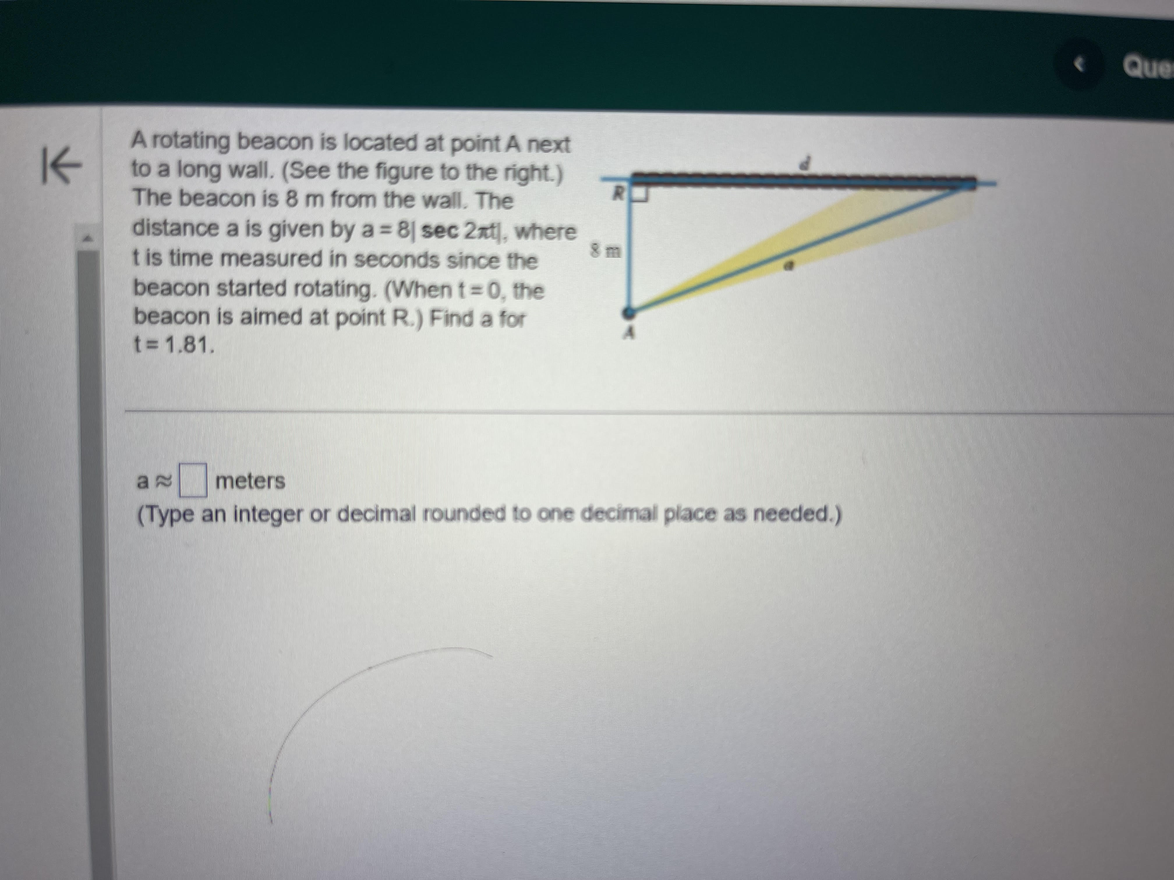 Solved A rotating beacon is located at point A next to a | Chegg.com