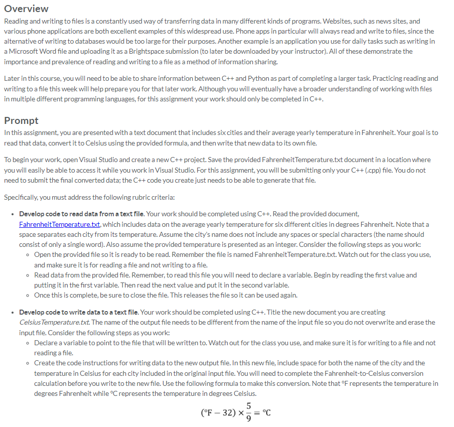 Solved Overview Reading and writing to files is a constantly | Chegg.com