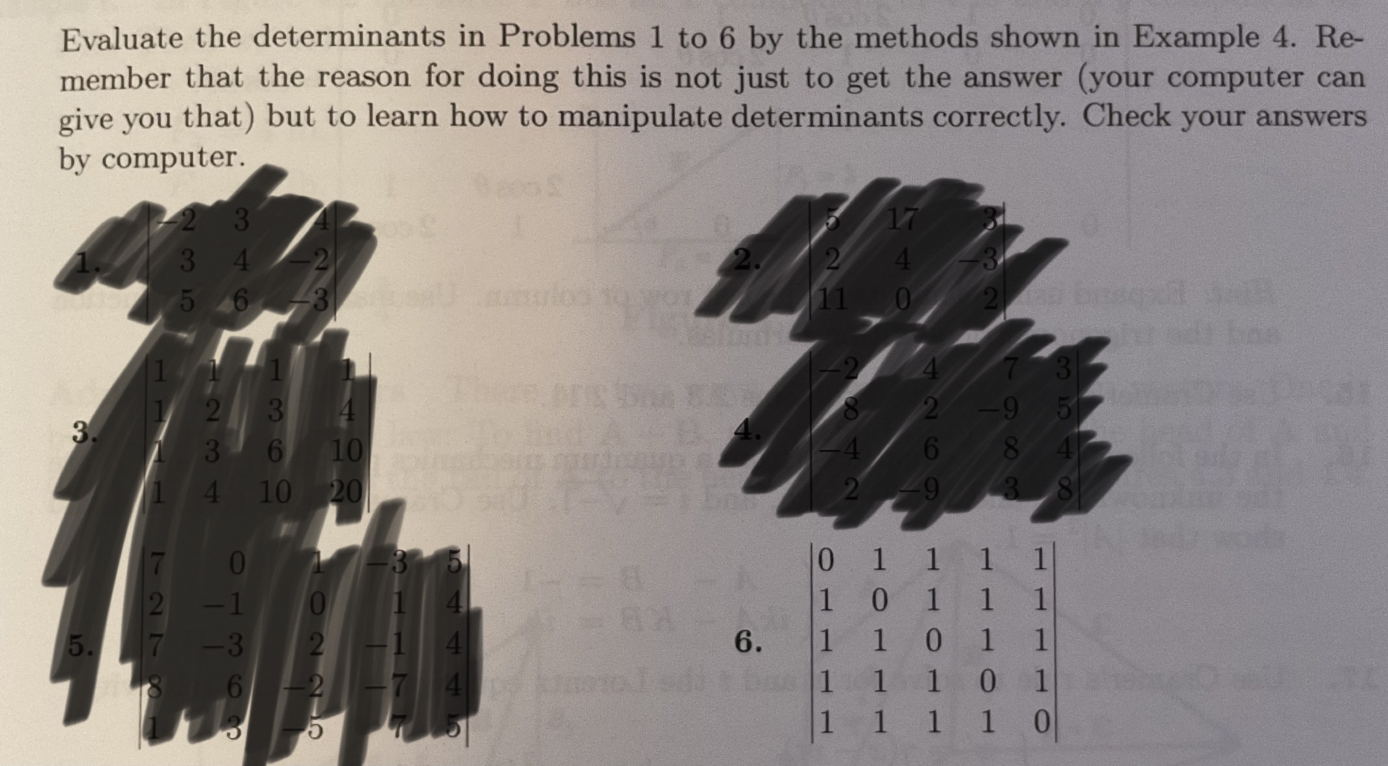 Solved Evaluate the determinants in Problems 1 to 6 by the | Chegg.com