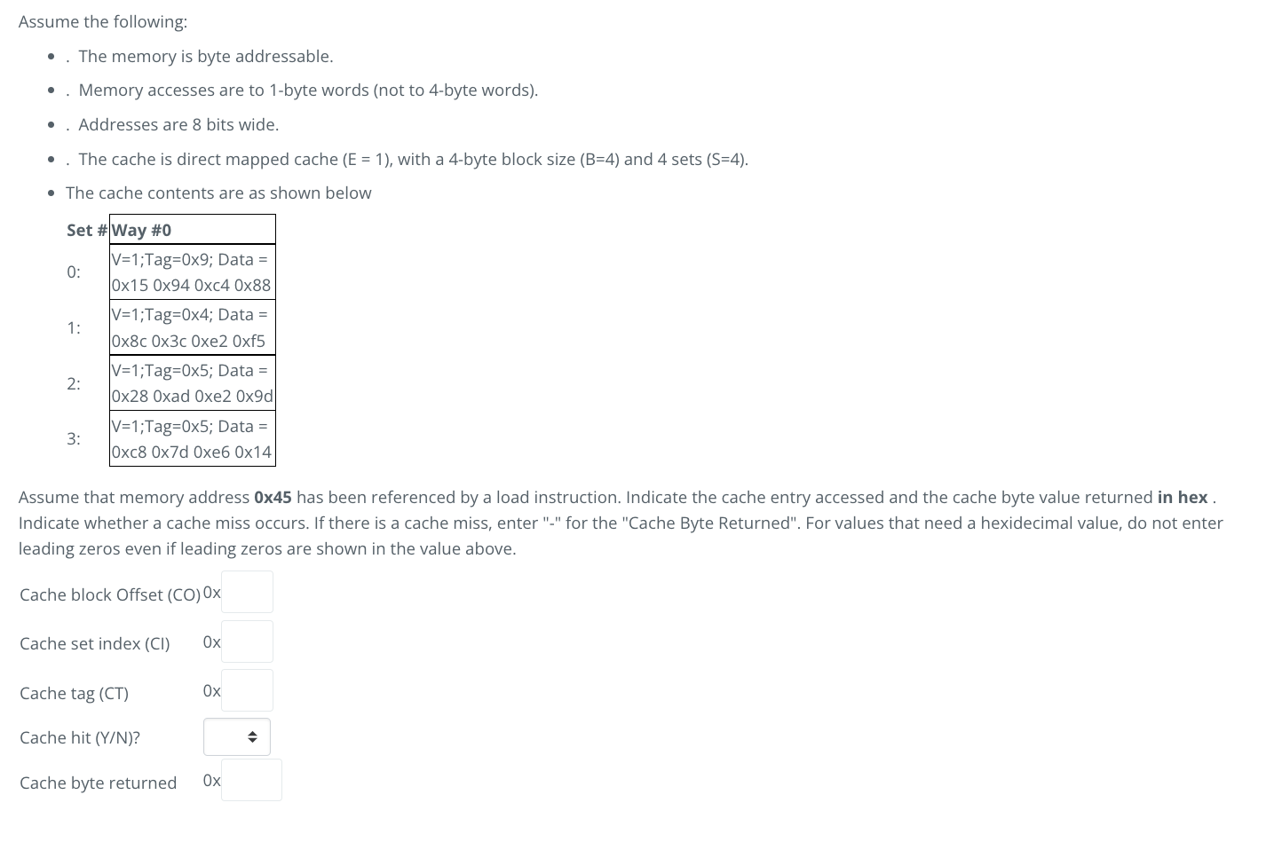 Solved Assume the following: The memory is byte addressable. | Chegg.com