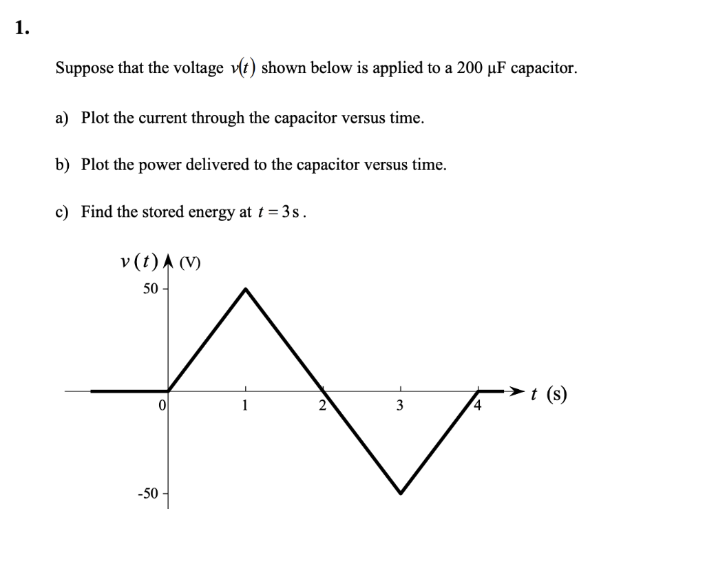 Solved 1. Suppose that the voltage vlt) shown below is | Chegg.com