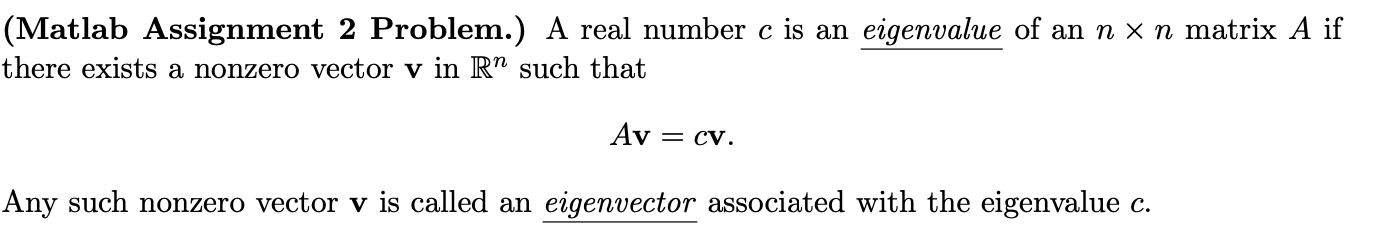 Solved Matlab Assignment 2 Problem A Real Number C Is An 