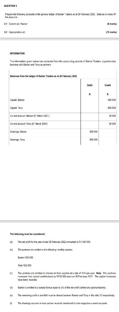 QUESTION 3 the scipourts. 3.1 Currert aic: Baxtor 3.2 | Chegg.com