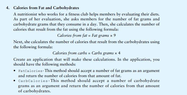 Solved 4. Calories from Fat and Carbohydrates A nutritionist | Chegg.com
