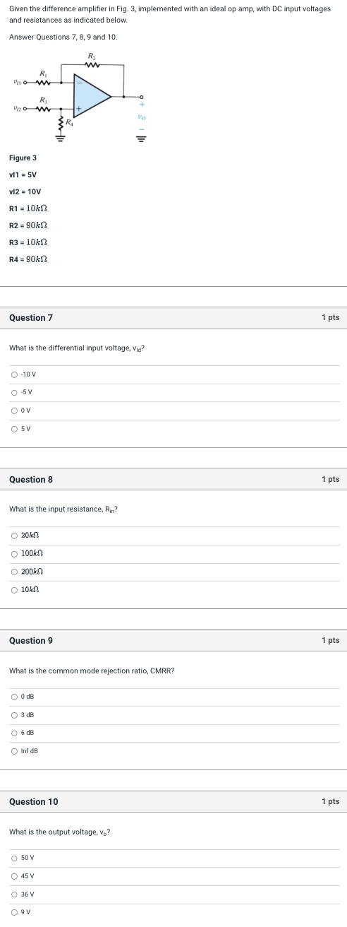 Solved Given the difference amplifier in Fig. 3, implemented | Chegg.com