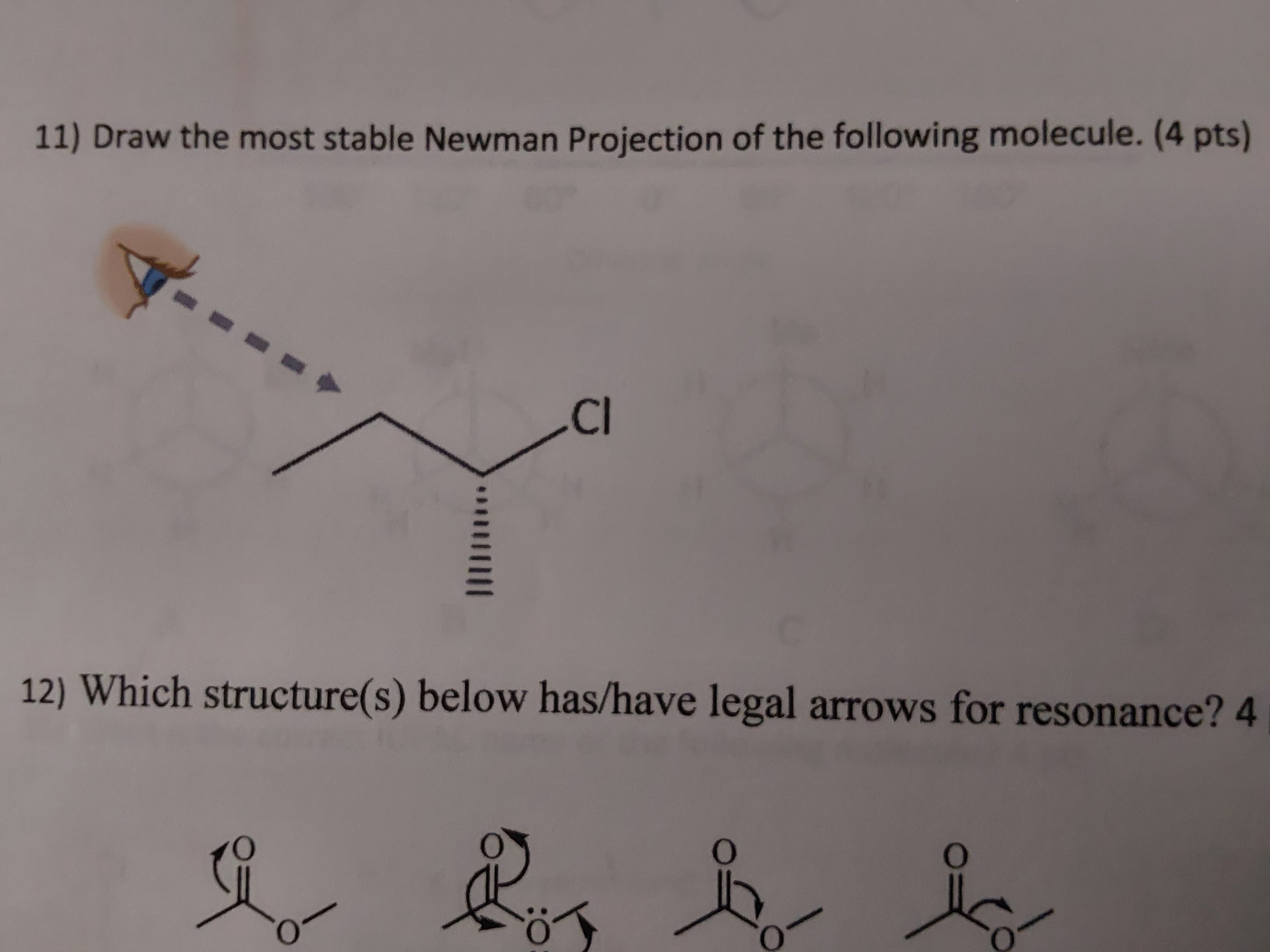 Solved 11) Draw the most stable Newman Projection of the | Chegg.com