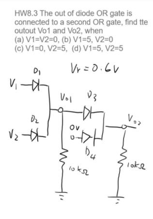 Solved HW8.3 The out of diode OR gate is connected to a | Chegg.com