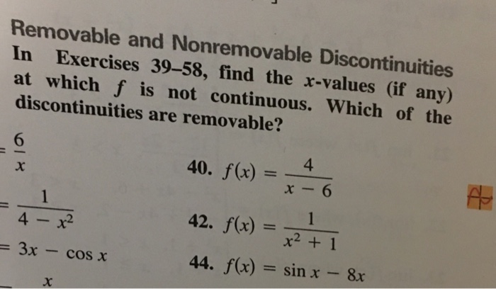 Solved Removable and Nonremovable Discontinuities In | Chegg.com