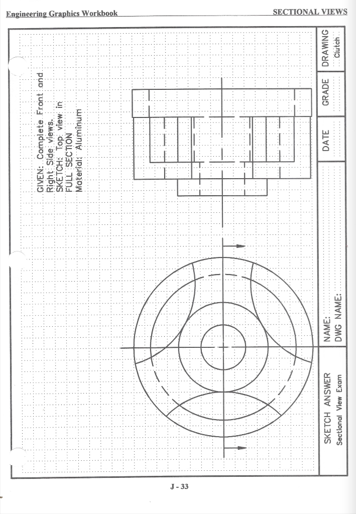 Solved j-33 given: complete front and right side views. | Chegg.com